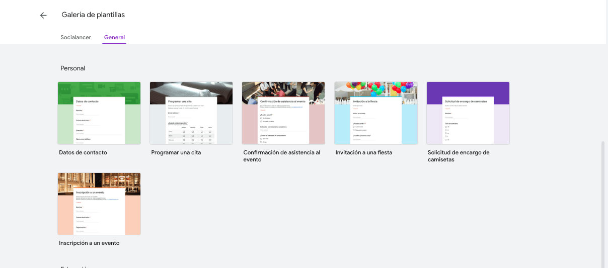 Google Forms: plantillas ejemplos de formularios de Google